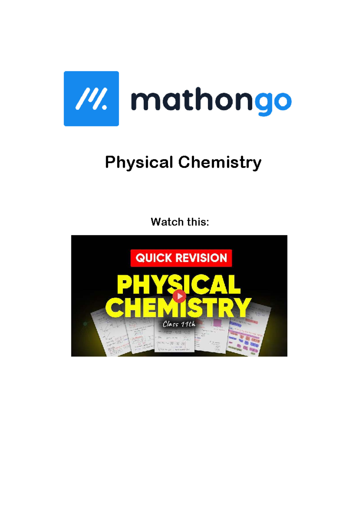 11th Physical Chemistry Quick Revision Notes - Studocu
