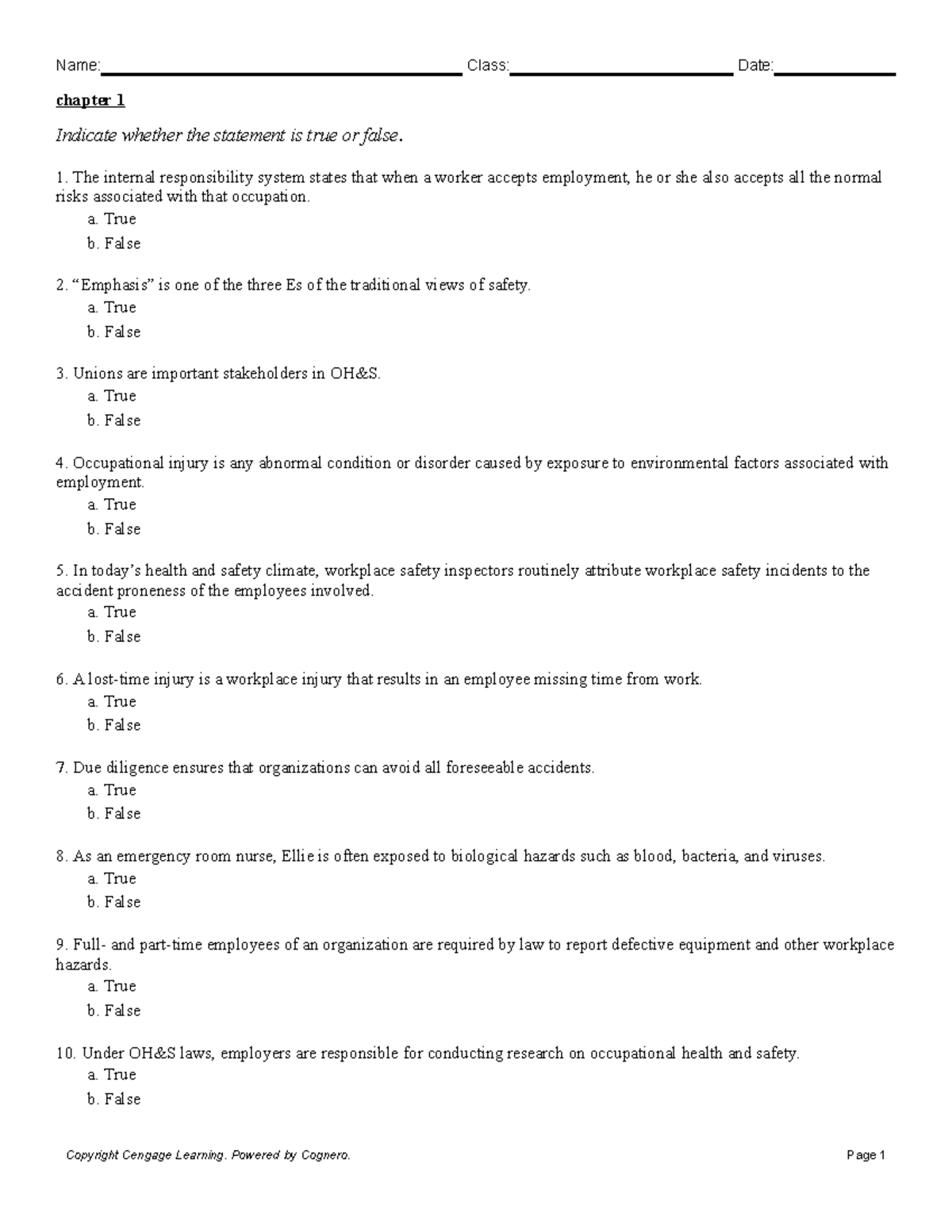 Chapter 1 Practice Exam Q&A for OH&S Fundamentals (Course Code) - Studocu