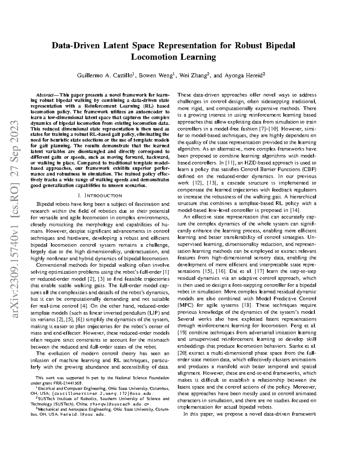 Data-Driven Latent Space for Robust Bipedal Locomotion Learning - Studocu
