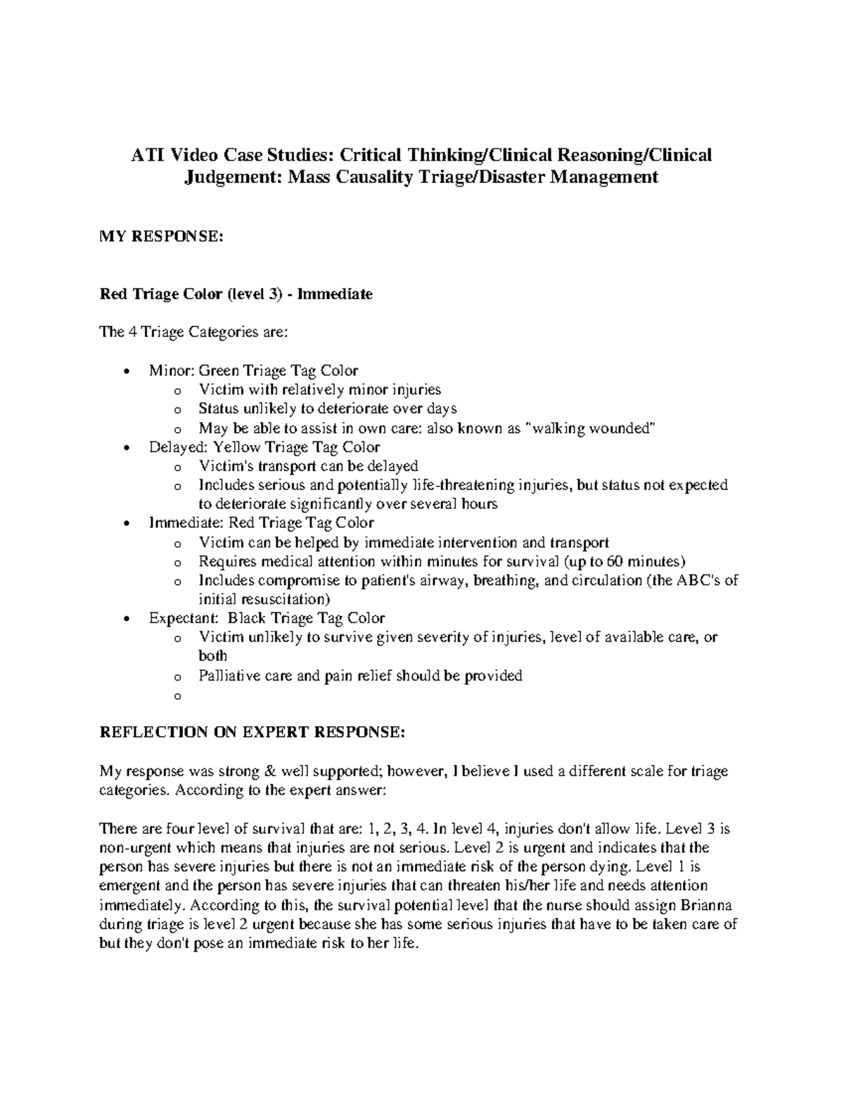 Video Case Studies - Mass Casualty Triage & Disaster Management - Studocu