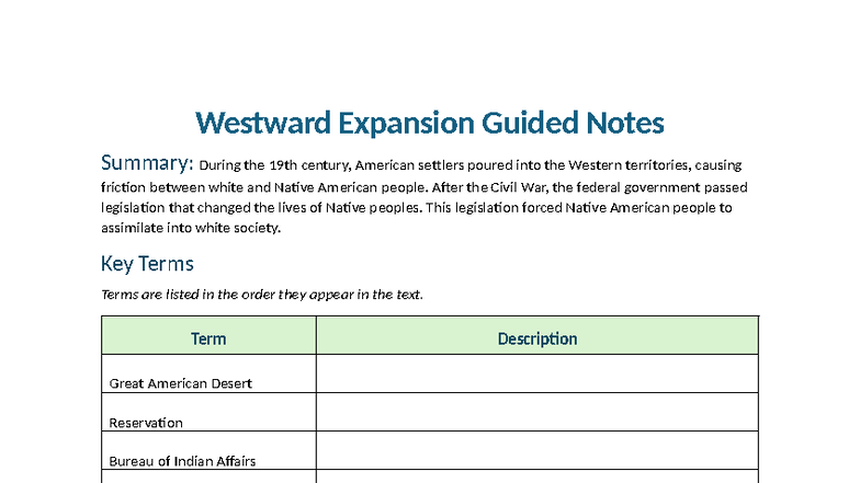 Westward Expansion: Impact on Native American Peoples (Notes) - Studocu