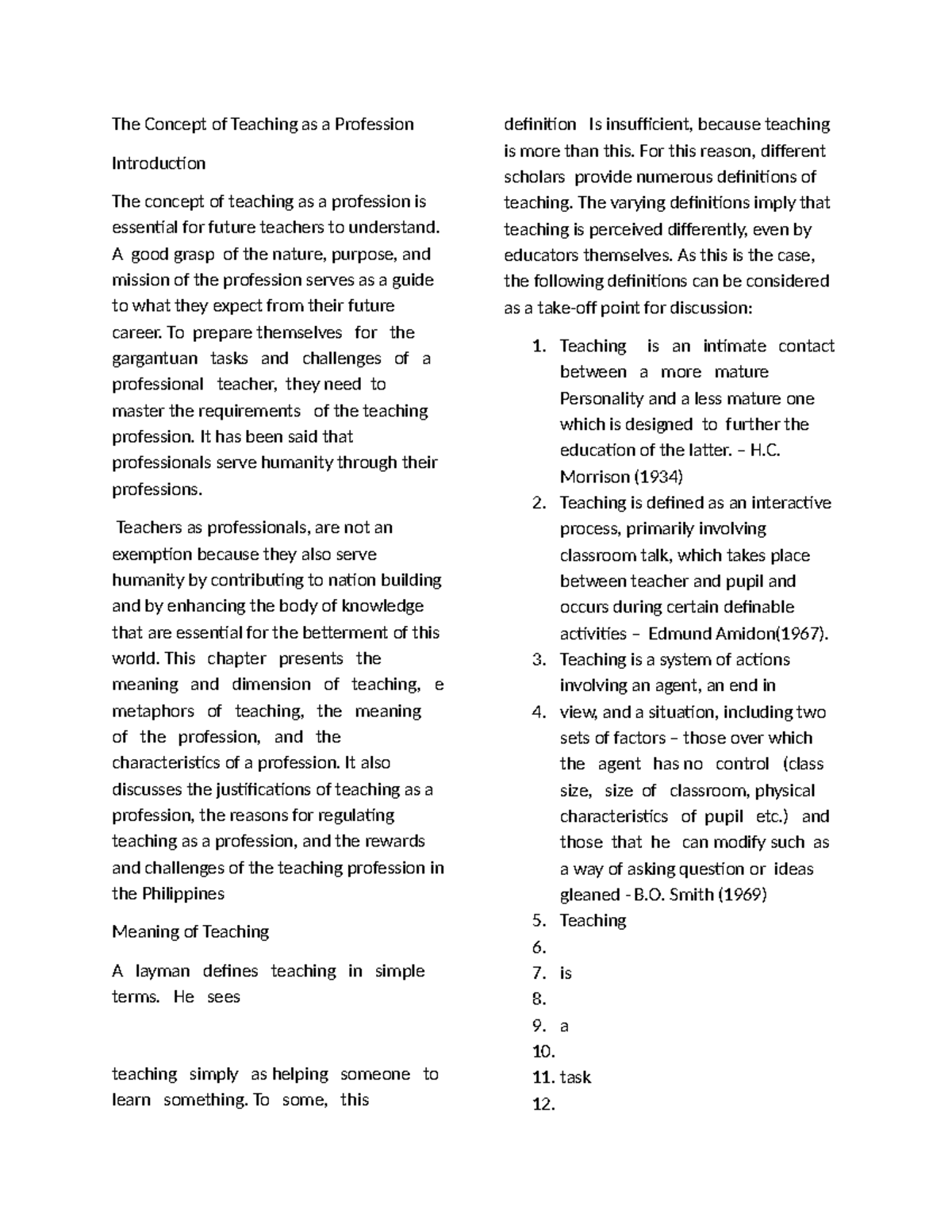 The Teaching Profession - The Concept of Teaching as a Profession ...