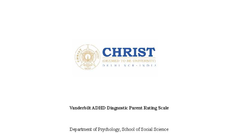 Vanderbilt ADHD Diagnostic Parent Rating Scale (MPS351) Overview - Studocu