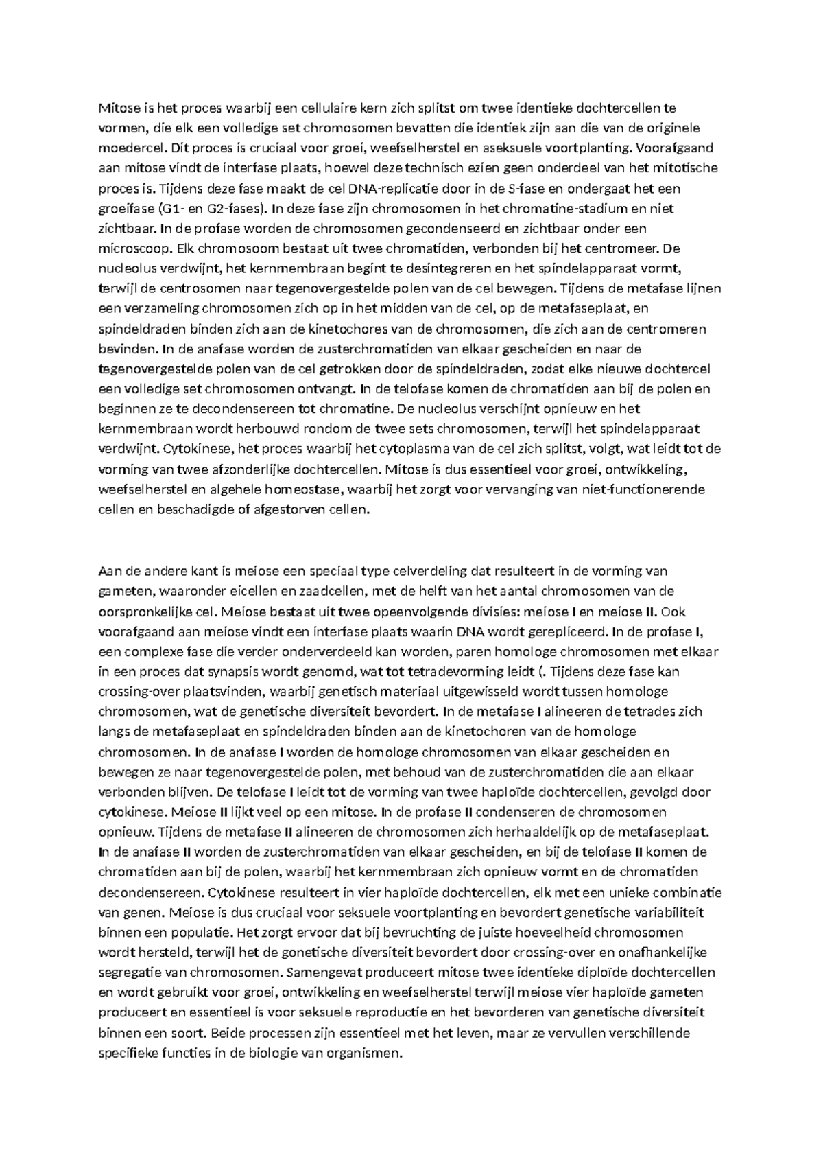 Celdeling: Mitose en Meiose Proces Overzicht en Betekenis - Studeersnel