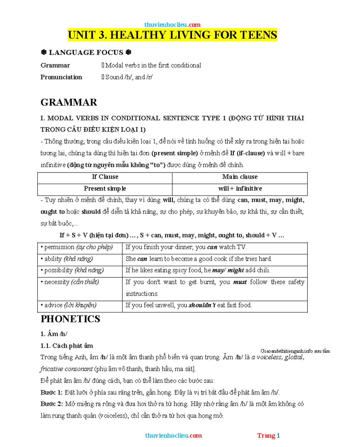 UNIT 3 - Homework - Revision on present simple - UNIT 3. HEALTHY LIVING ...