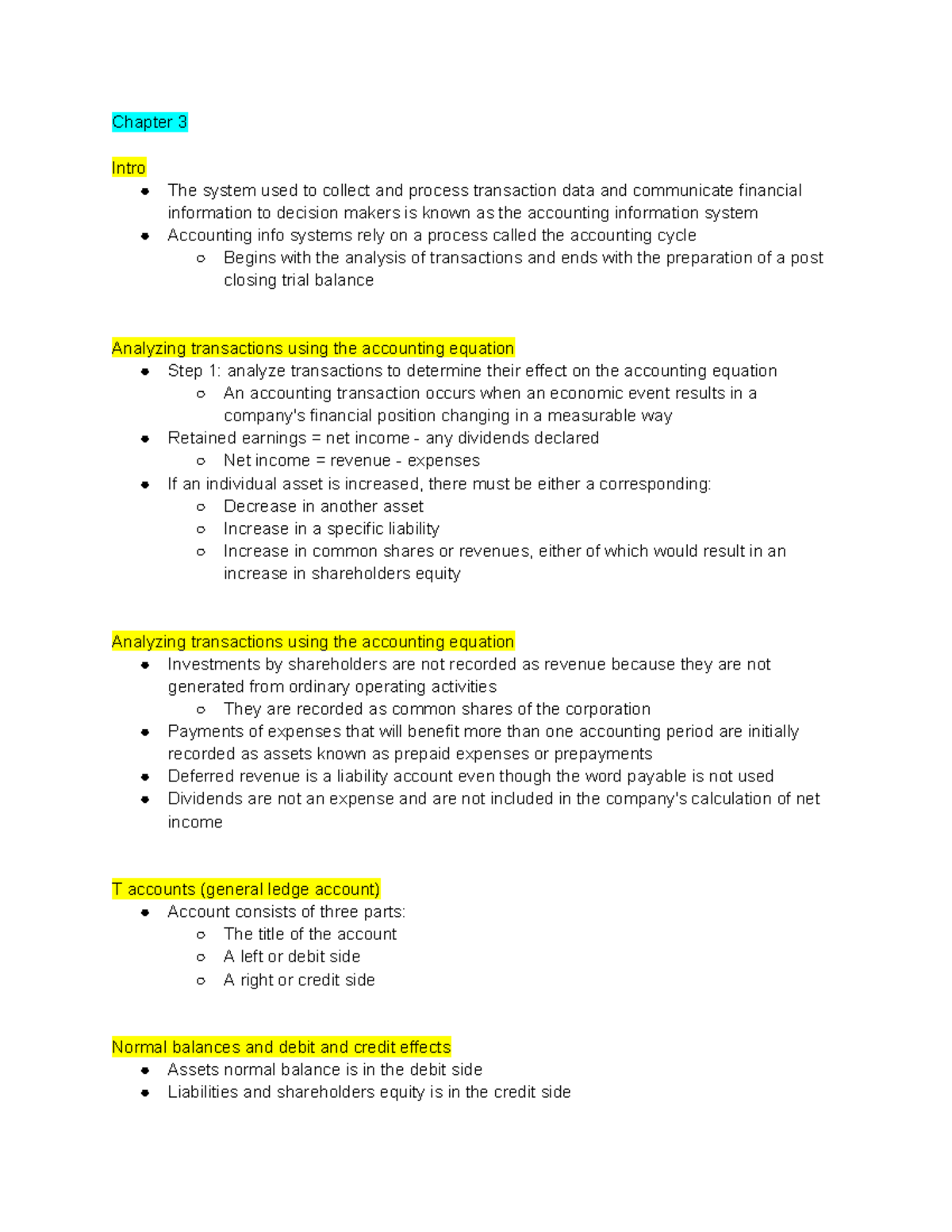 Chapter 3 +4 wiley - textbook notes - Chapter 3 Intro The system used ...