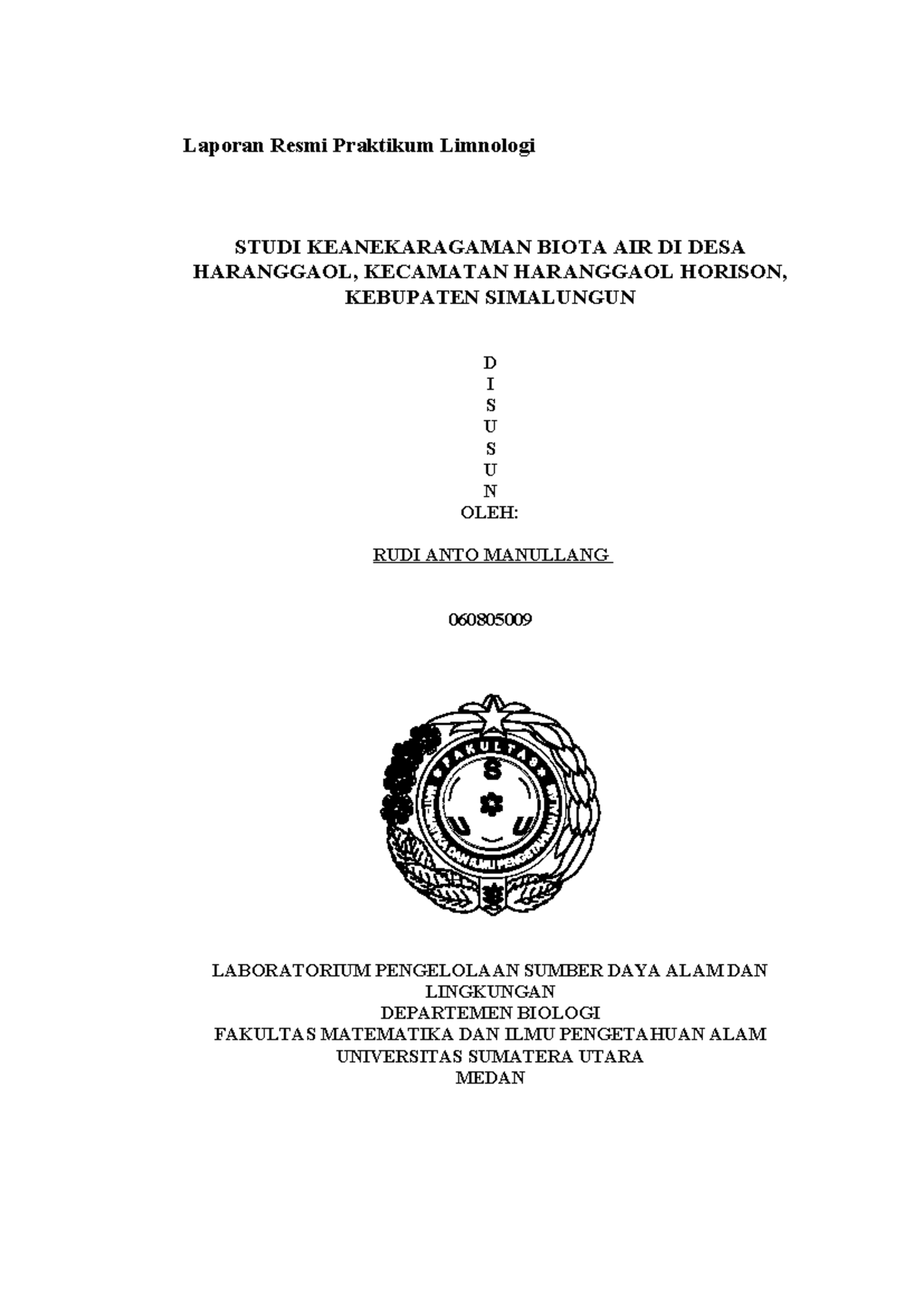 Laporan Praktikum Limnologi: Keanekaragaman Biota Air di Desa ...
