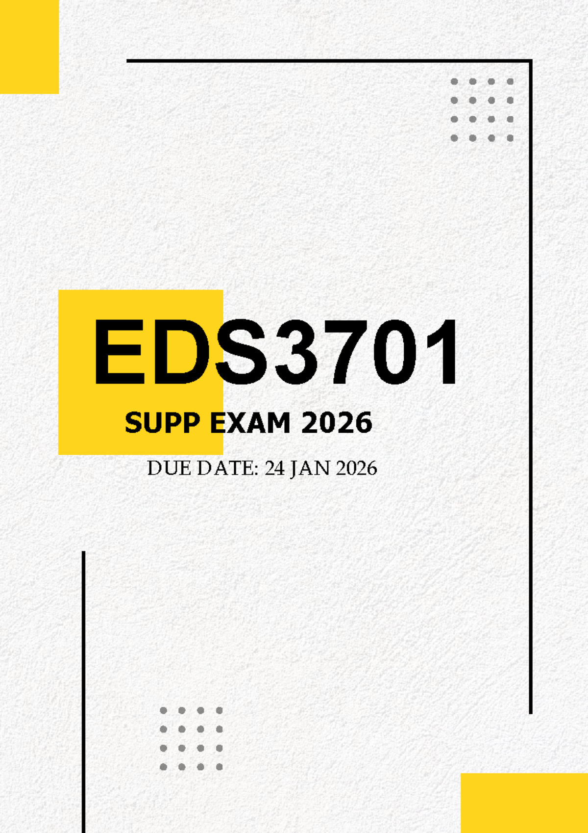 EDS3701 Supplementary Exam 2026: Key Concepts & Challenges - Studocu