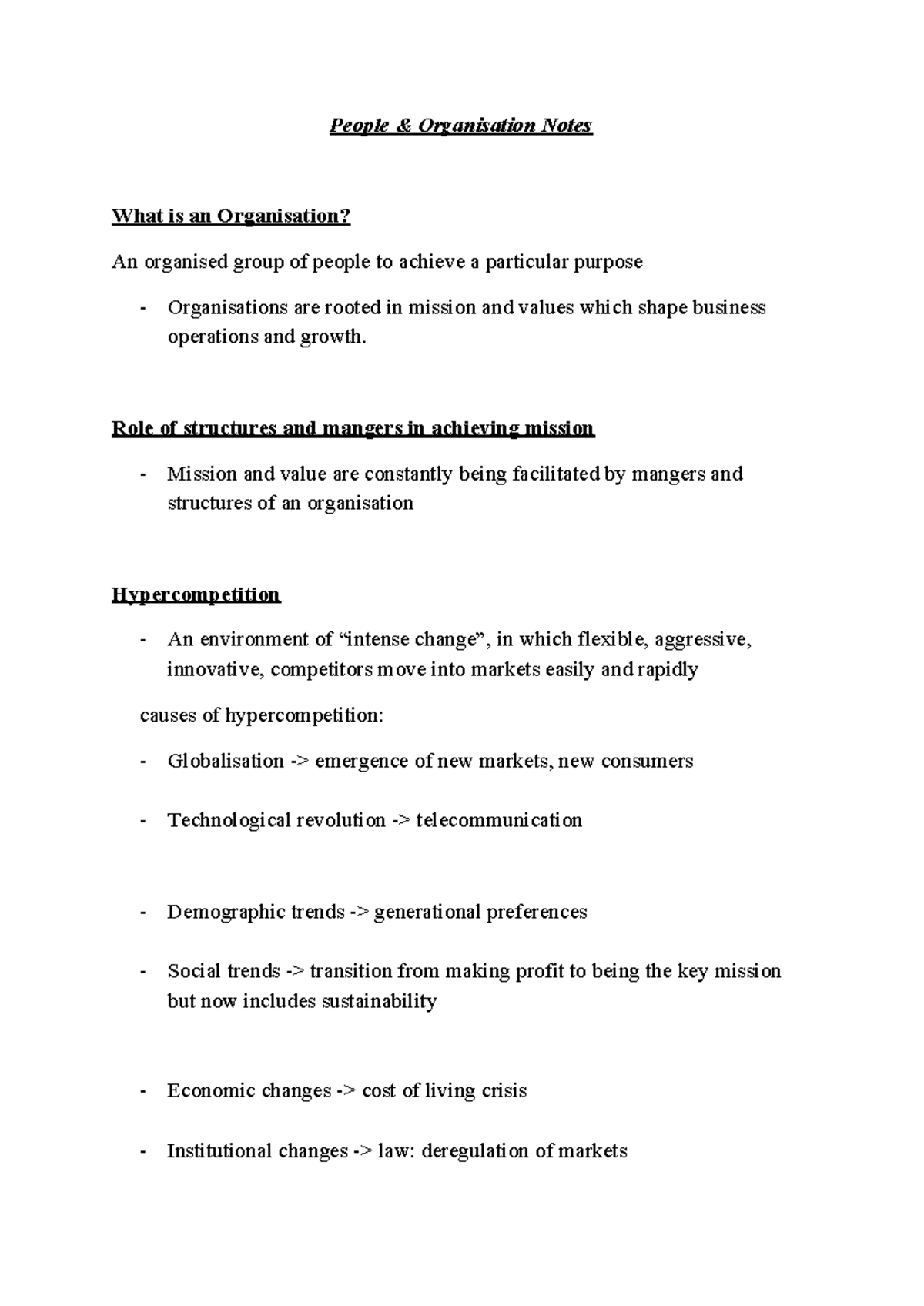 P&O 101: People Organisation Notes on Management & Communication - Studocu