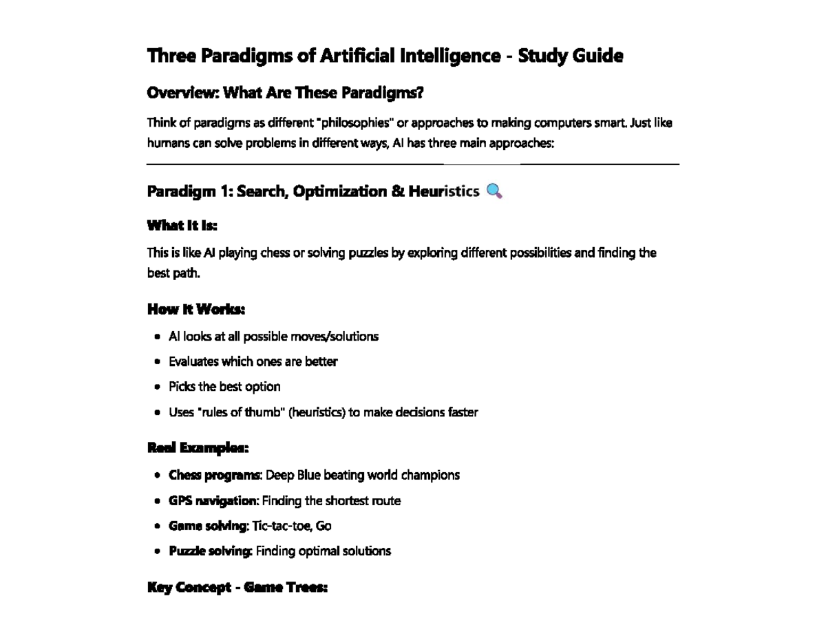 COMP304 Study Guide: Three Paradigms of AI Explained - Studocu