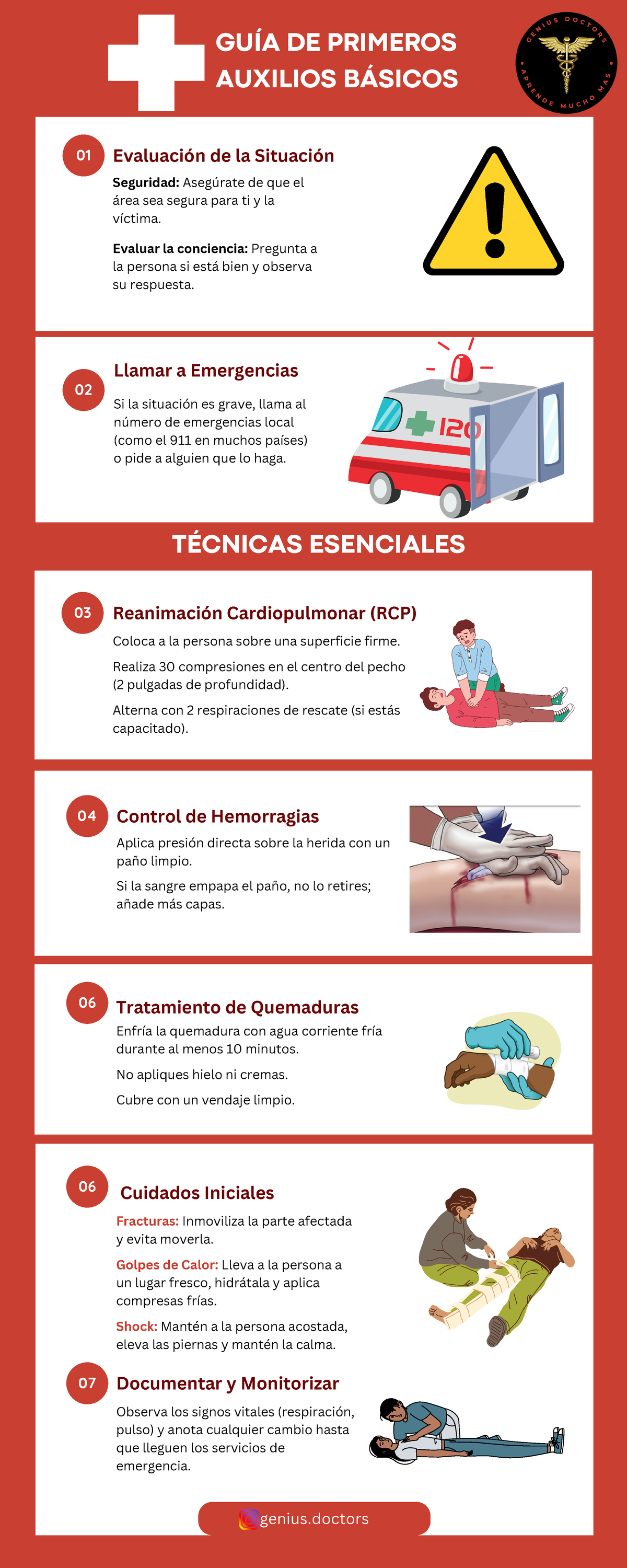 Infografia guia basica primeros auxilios - 06 genius 07 02 Si la situación es grave, llama al ...