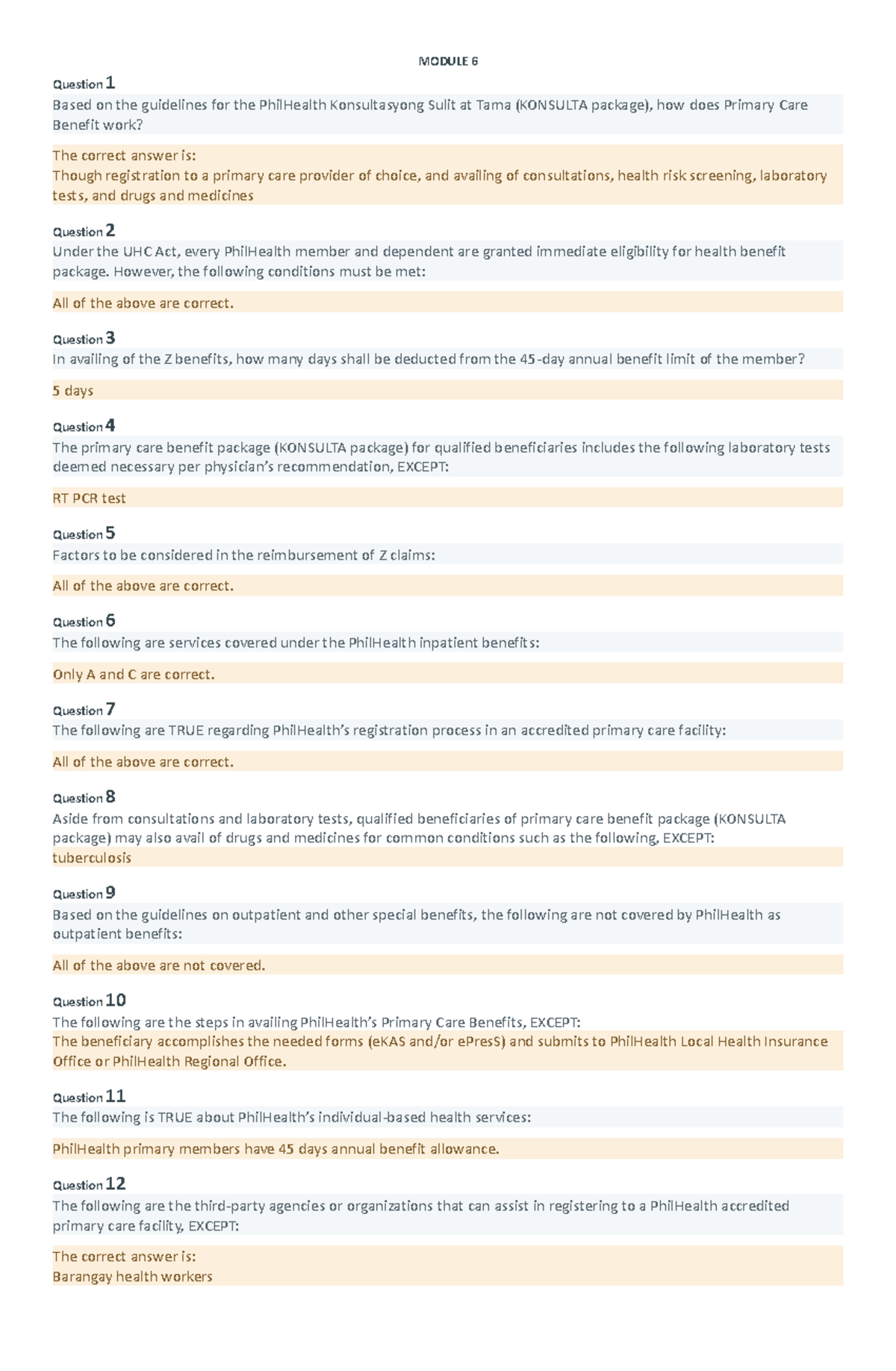 Module 6 - PhilHealth KONSULTA Package Overview and Benefits - Studocu