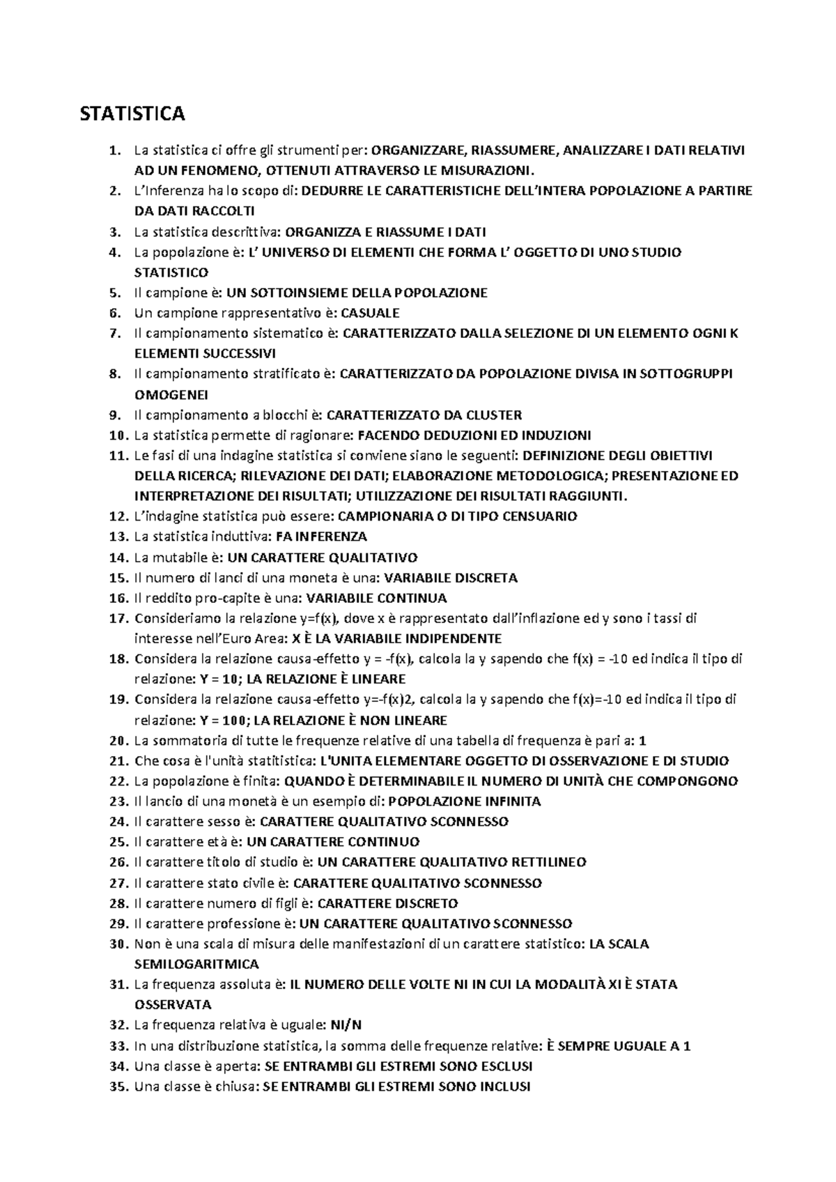 5 - Statistica Test: Concetti e Metodi Statistici Essenziali - Studocu