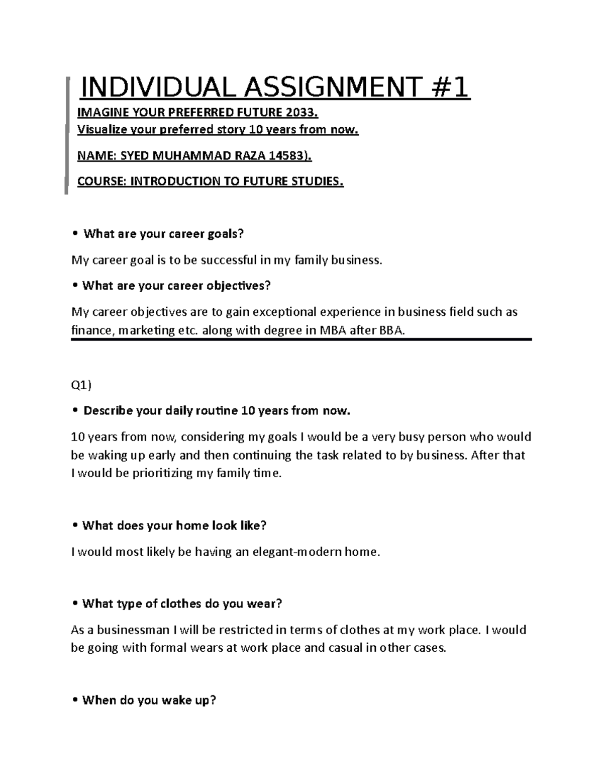 Individual Assignment #1 - intro to future studies - INDIVIDUAL ...