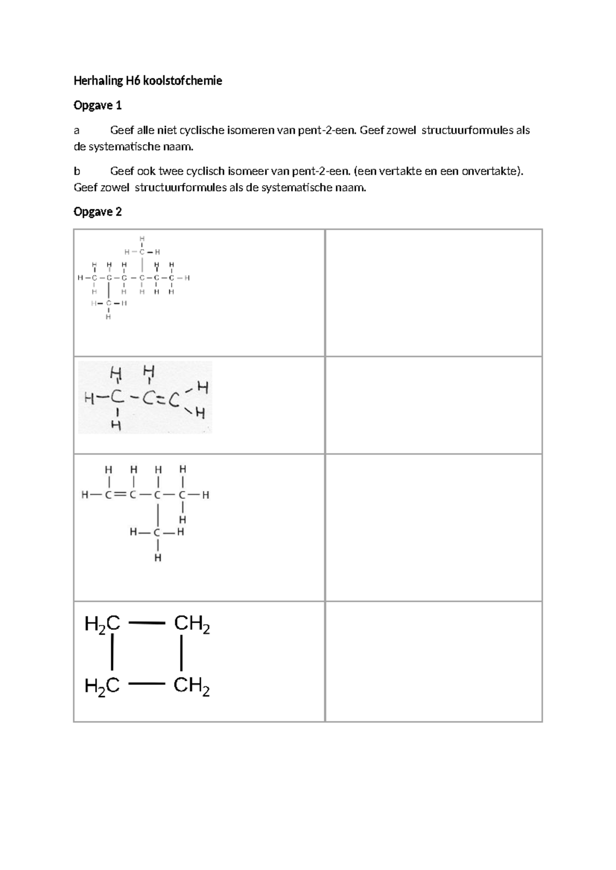 Herhaling H6 Koolstofchemie: Isomeren en Structuurformules - Studeersnel
