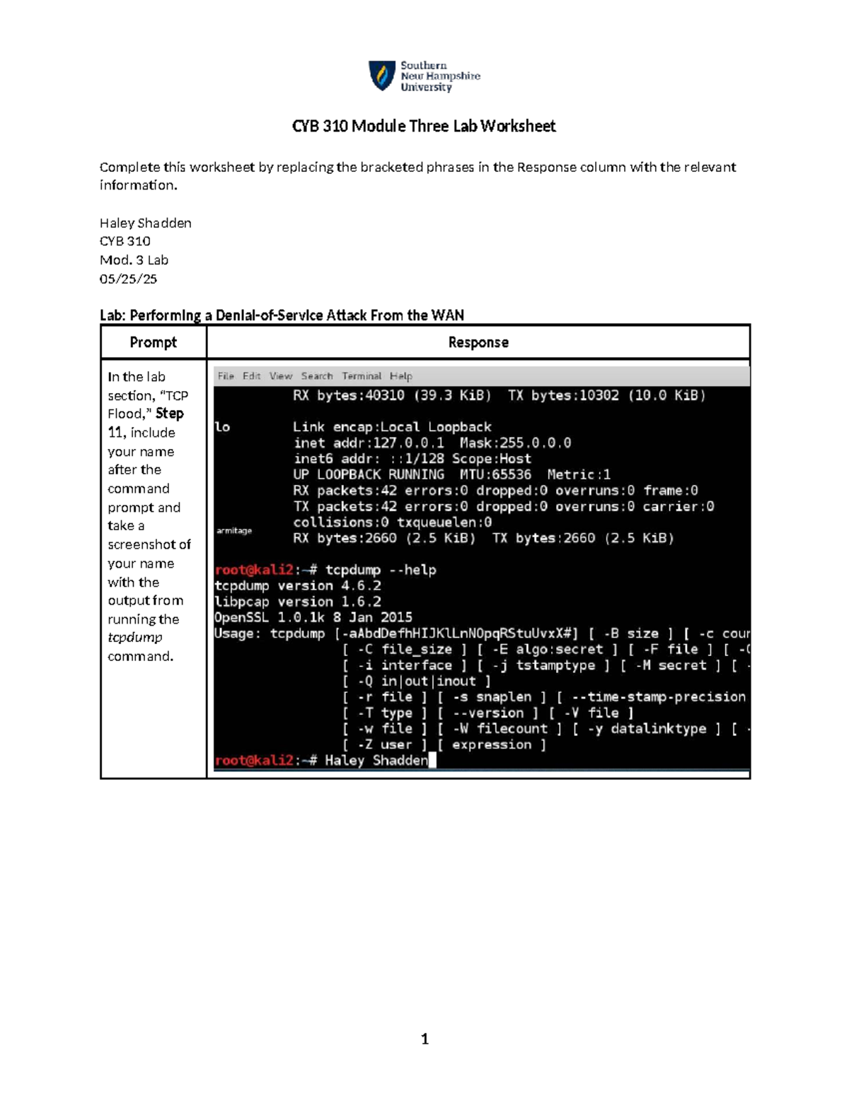 CYB 310 Module 3 Lab Worksheet: WAN Attack Analysis - Studocu