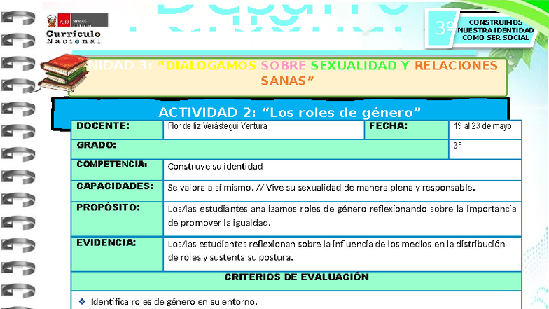 Construimos Nuestra Identidad: Roles de Género y Sexualidad - 3º Pllo ...