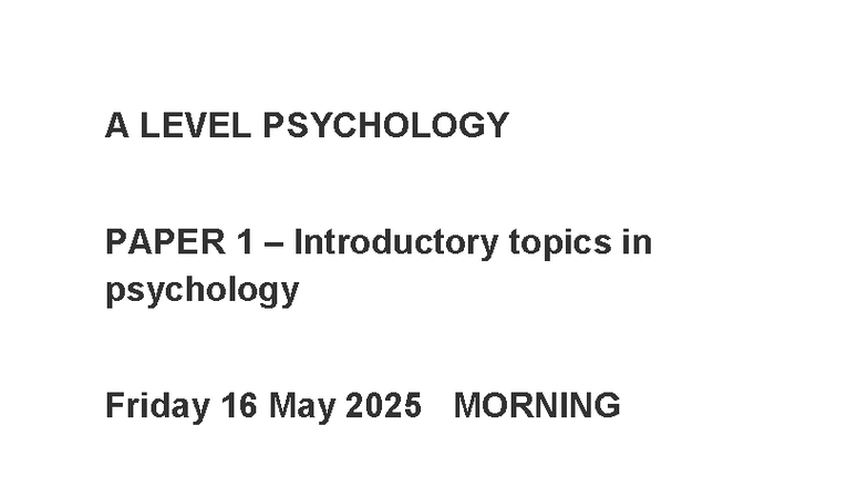 A-Level Psychology Paper 1: Introductory Topics & Key Concepts - Studocu