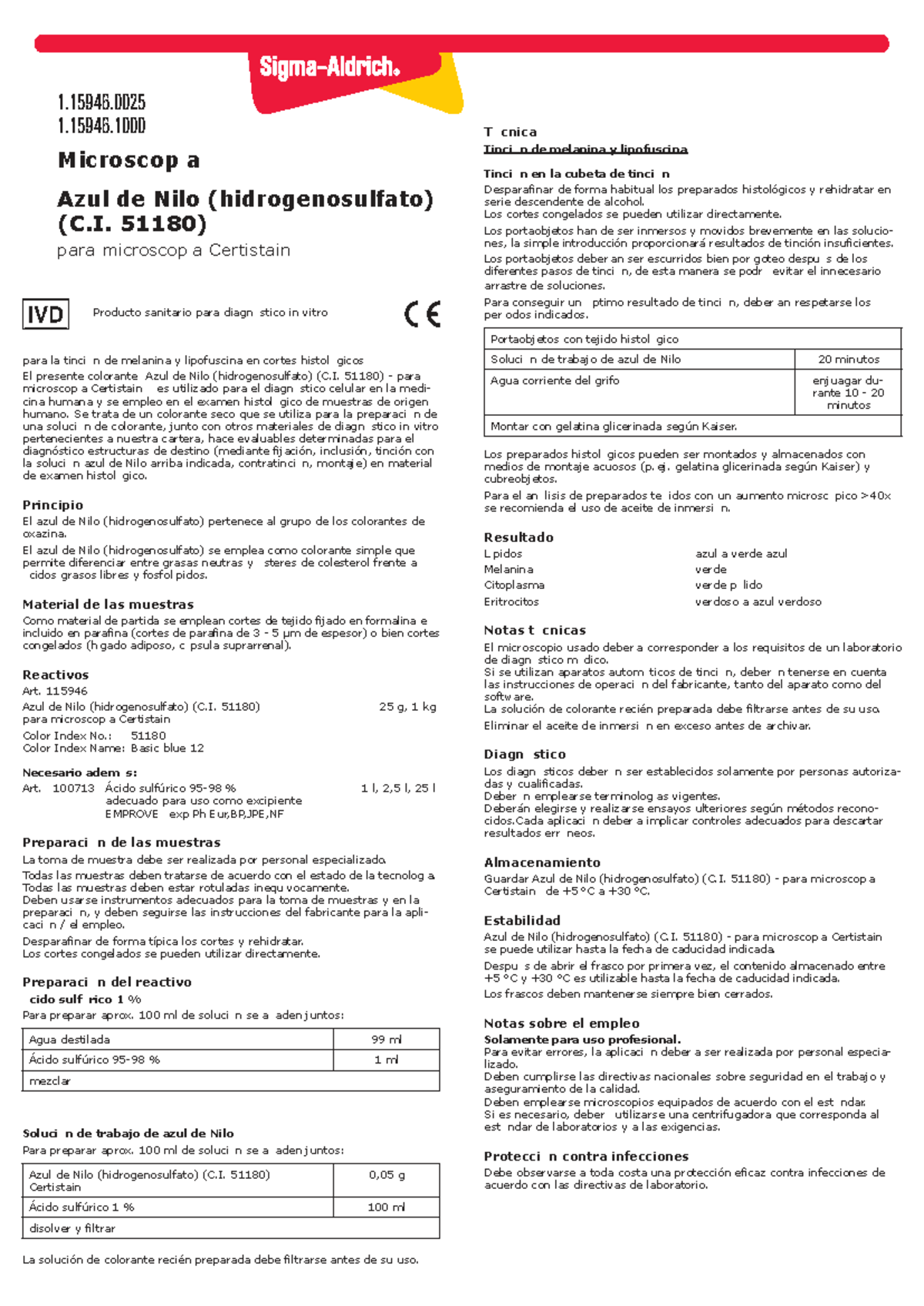 1.15946.0025 Tinción de Melanina y Lipofuscina con Azul de Nilo para ...