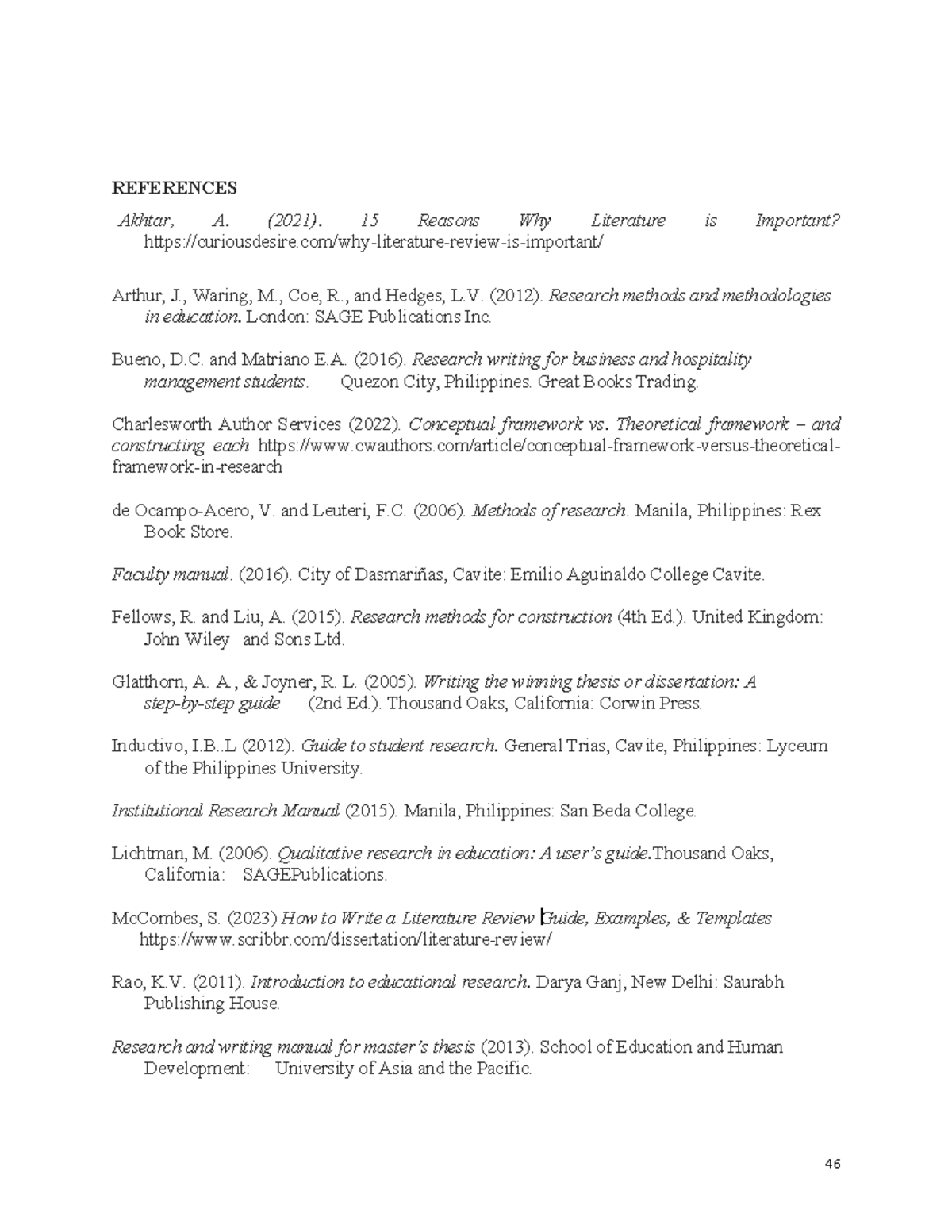References for Thesis Writing: Essential Sources and Guides - Studocu