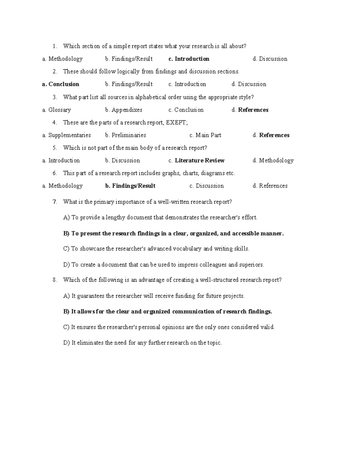Module 5-7 Quiz - quiz - Which section of a simple report states what ...
