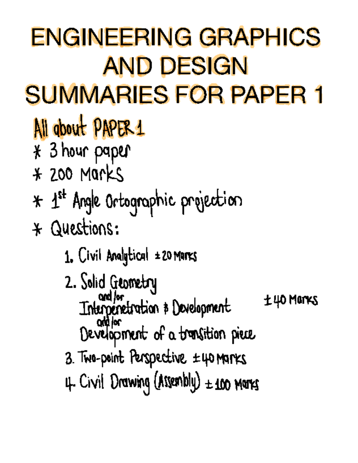 EGD Grade 11 Exam Notes: Paper 1 & 2 Summaries and Tips - Studocu