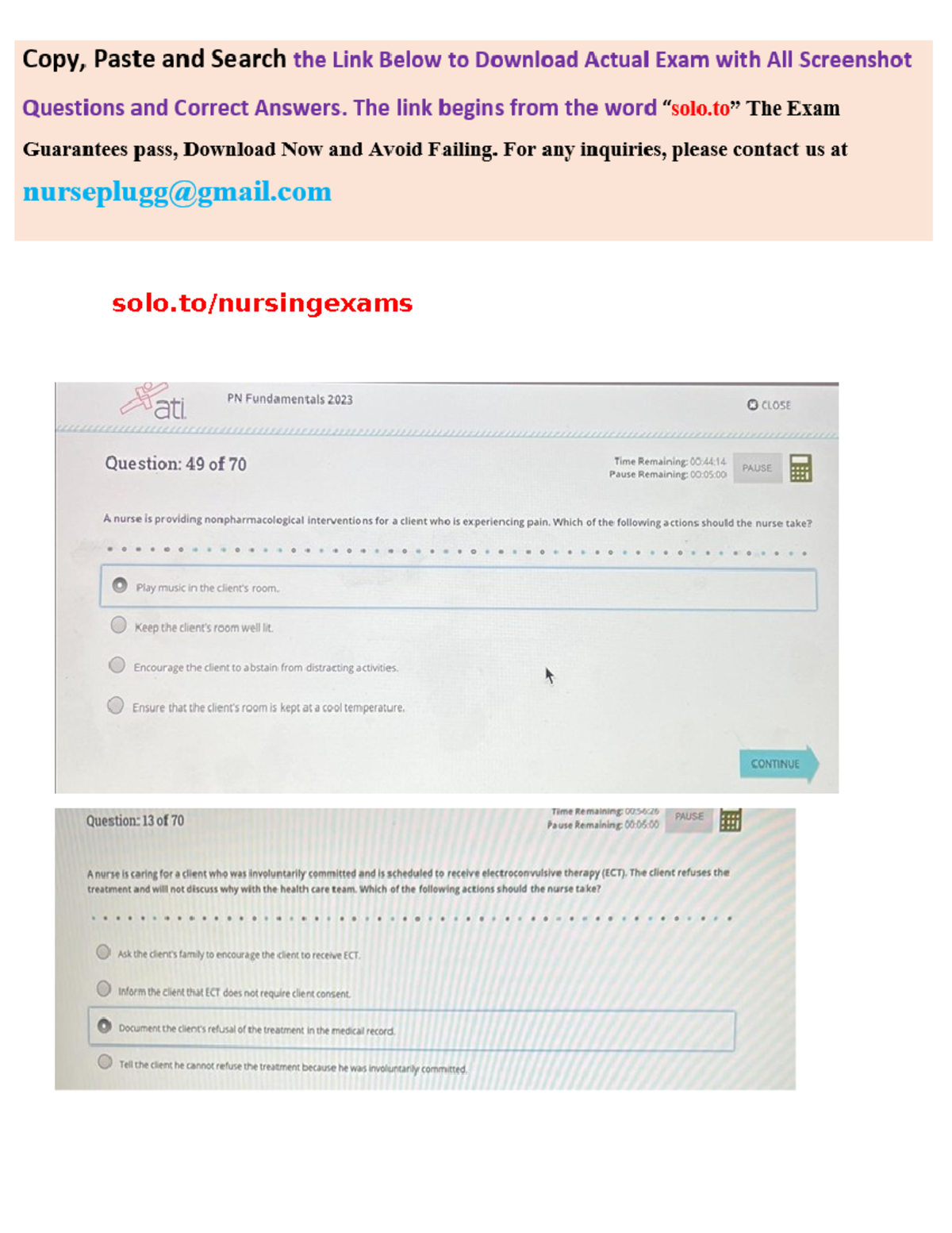 Pass ATI PN Fundamentals 2023 Proctored Exam with NGN 70 Q&A - Studocu