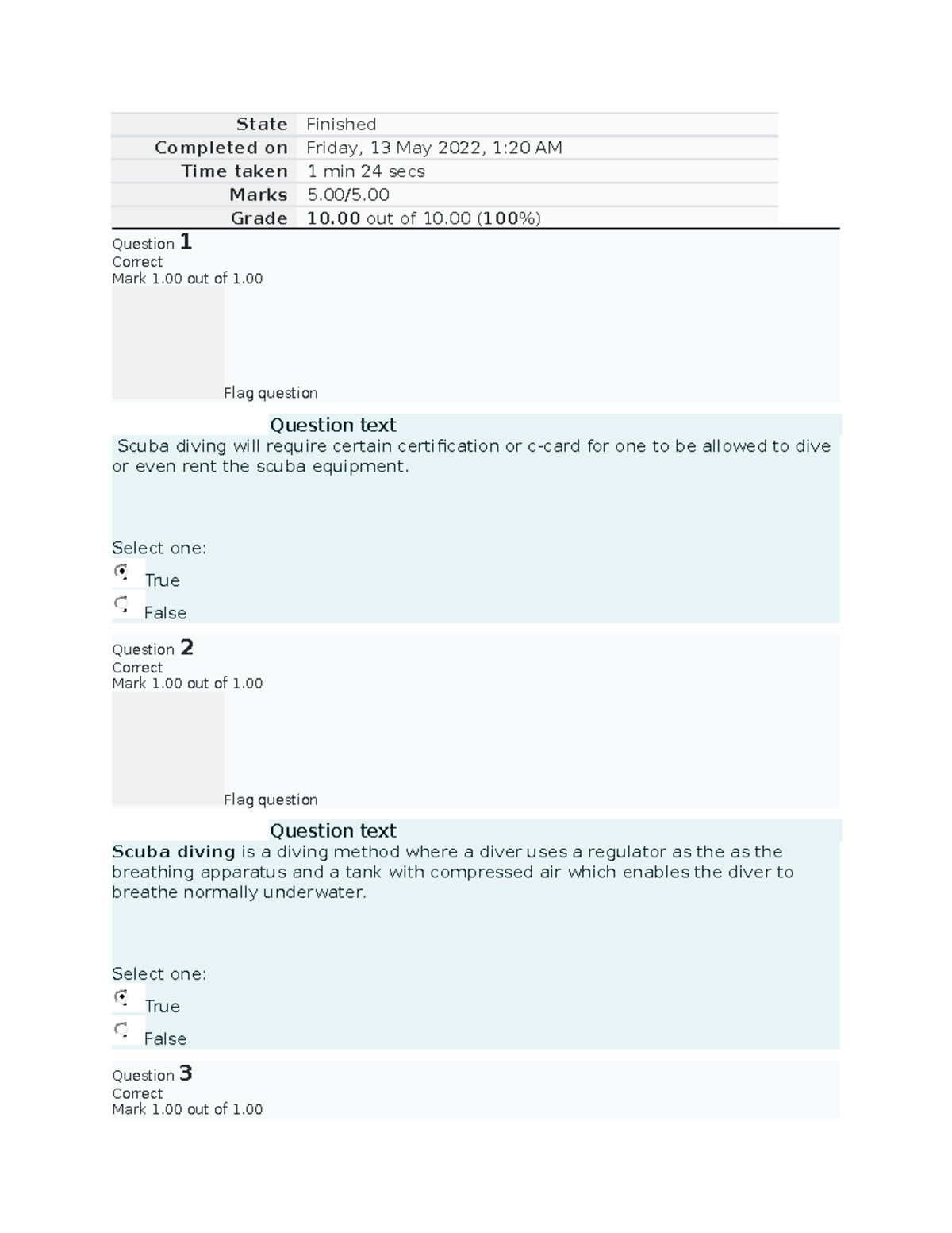 PEH 101: Scuba Diving Quiz - Certification and Safety Practices - Studocu