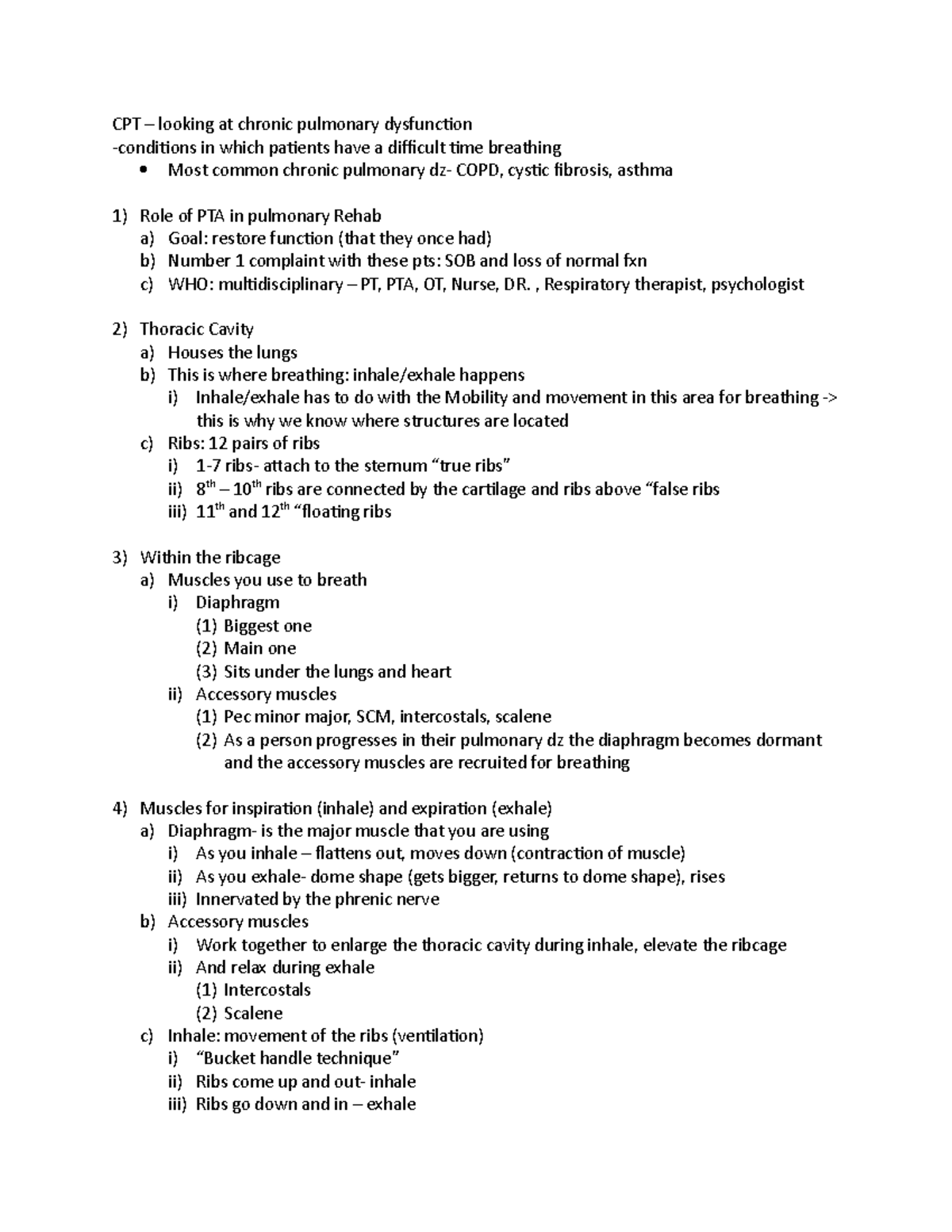 CPT- lecutre notes - Chest Physical Therapy approaches and ...