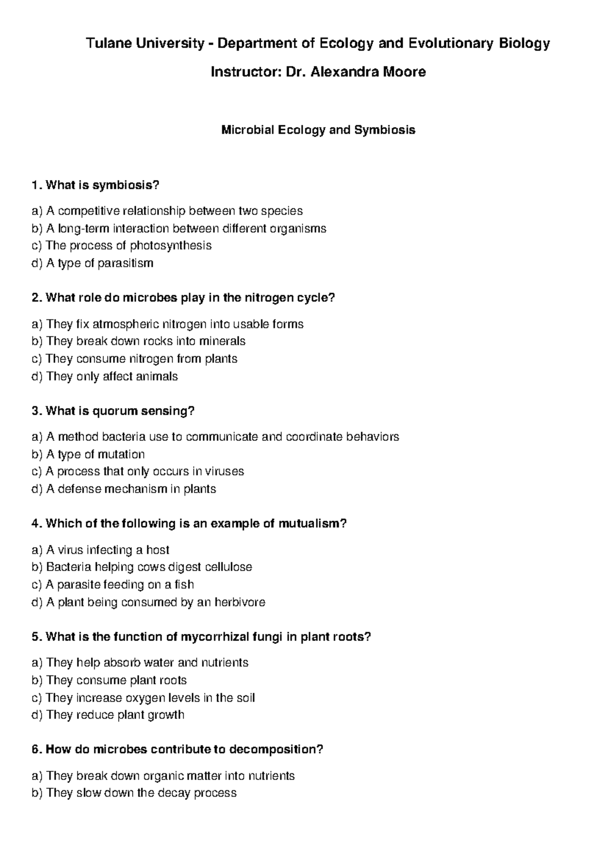855592618-Microbial Ecology & Symbiosis Quiz Notes - Studocu