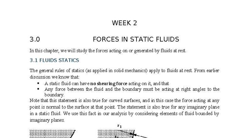 WEEK 2 GET205 - Forces in Static Fluids and Pressure Measurement - Studocu