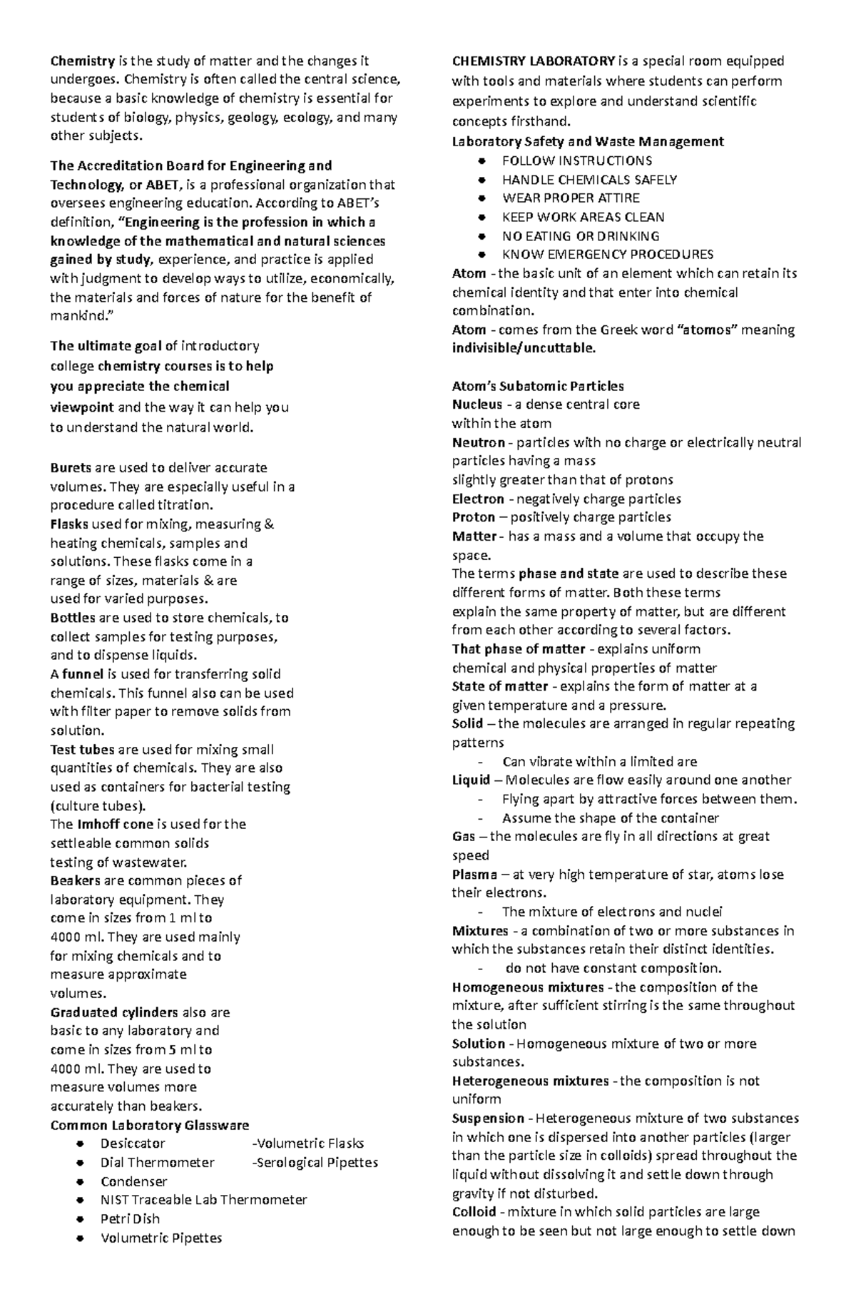 Chem 101 Introductory Chemistry Concepts And Laboratory Techniques
