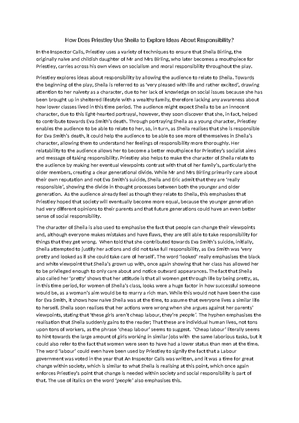 Analysis of the Birling Family in AIC: Social Symbols and Themes - Studocu