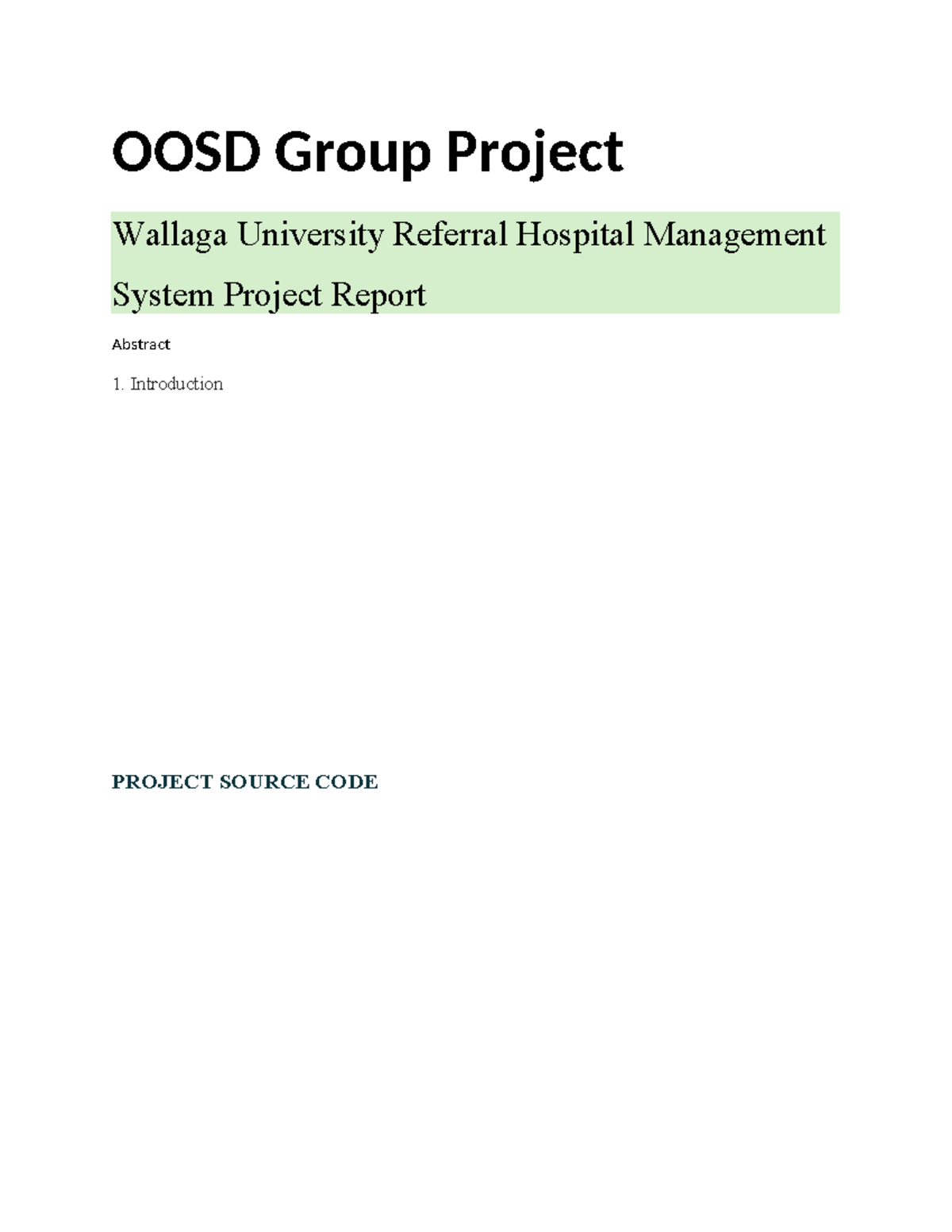 OOSD Group Project Title - Project Analysis and Management - OOSD Group ...