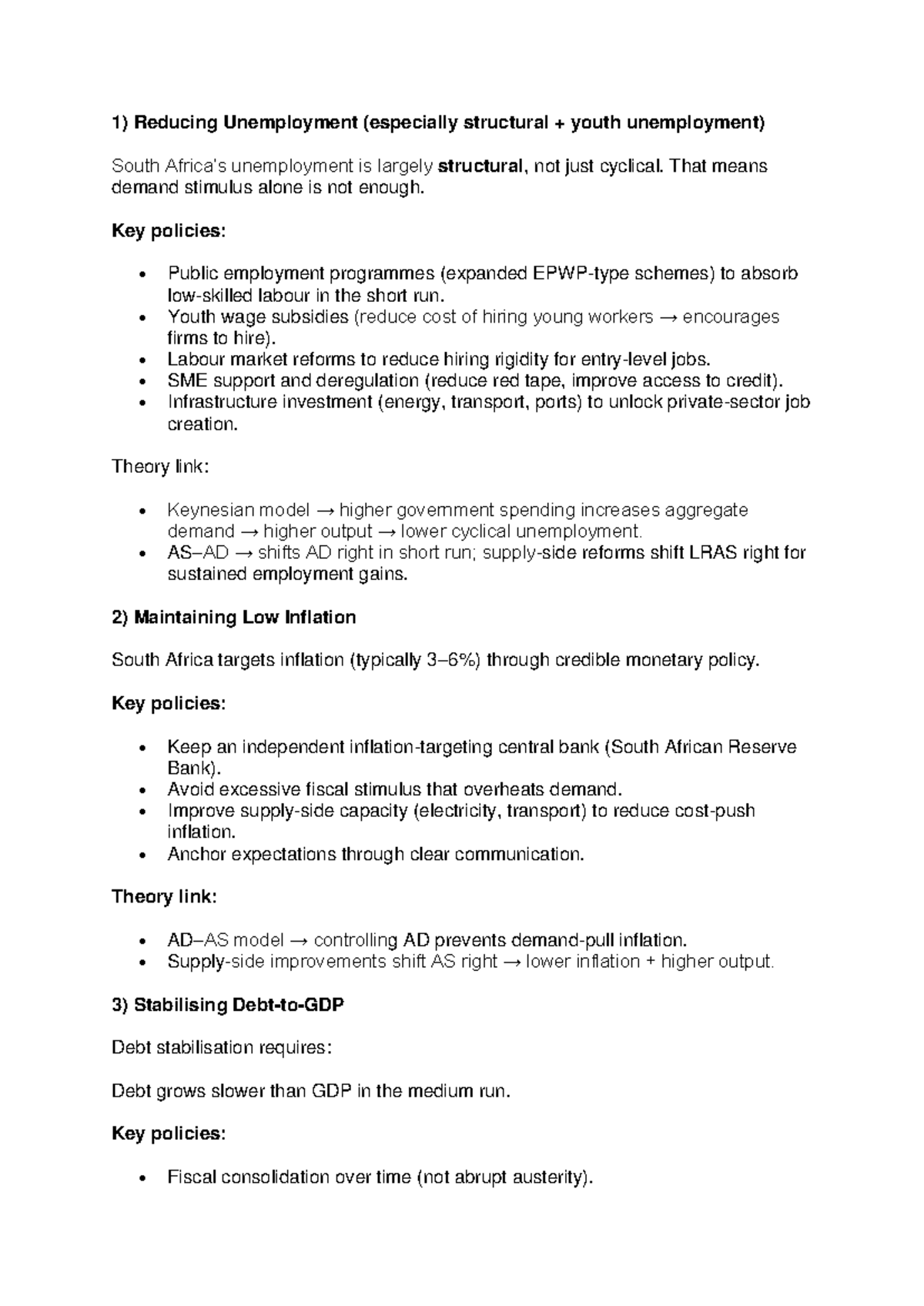 Economics 101: Strategies for Reducing Unemployment and Inflation - Studocu