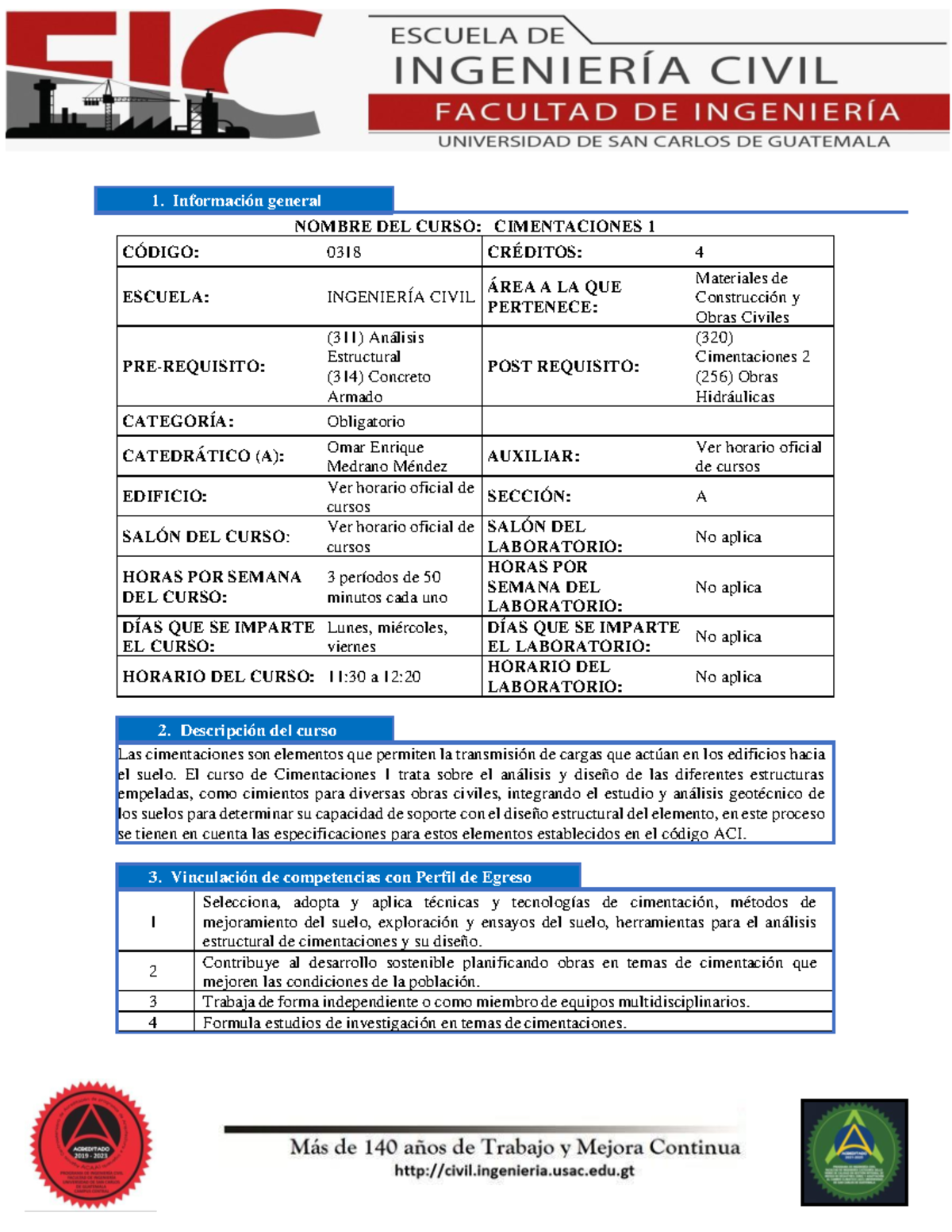 (0318) Cimentaciones 1 - Programa del Curso y Contenidos - Studocu
