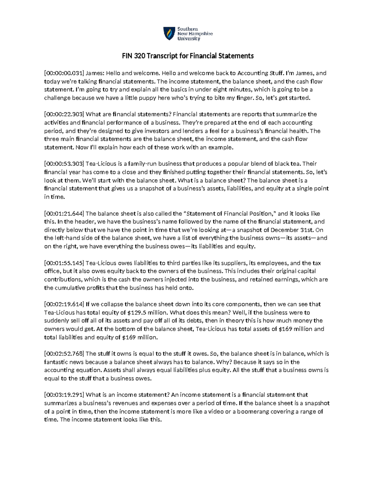 FIN 320 Lecture Notes: Understanding Financial Statements - Studocu