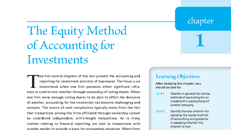 Chapter 1: The Equity Method of Accounting for Investments (ACCT 101 ...
