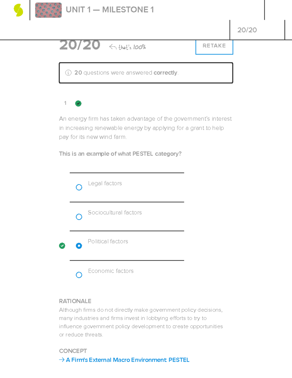 Principles-of-management milestone-1 - 1 CONCEPT → A Firm's External ...