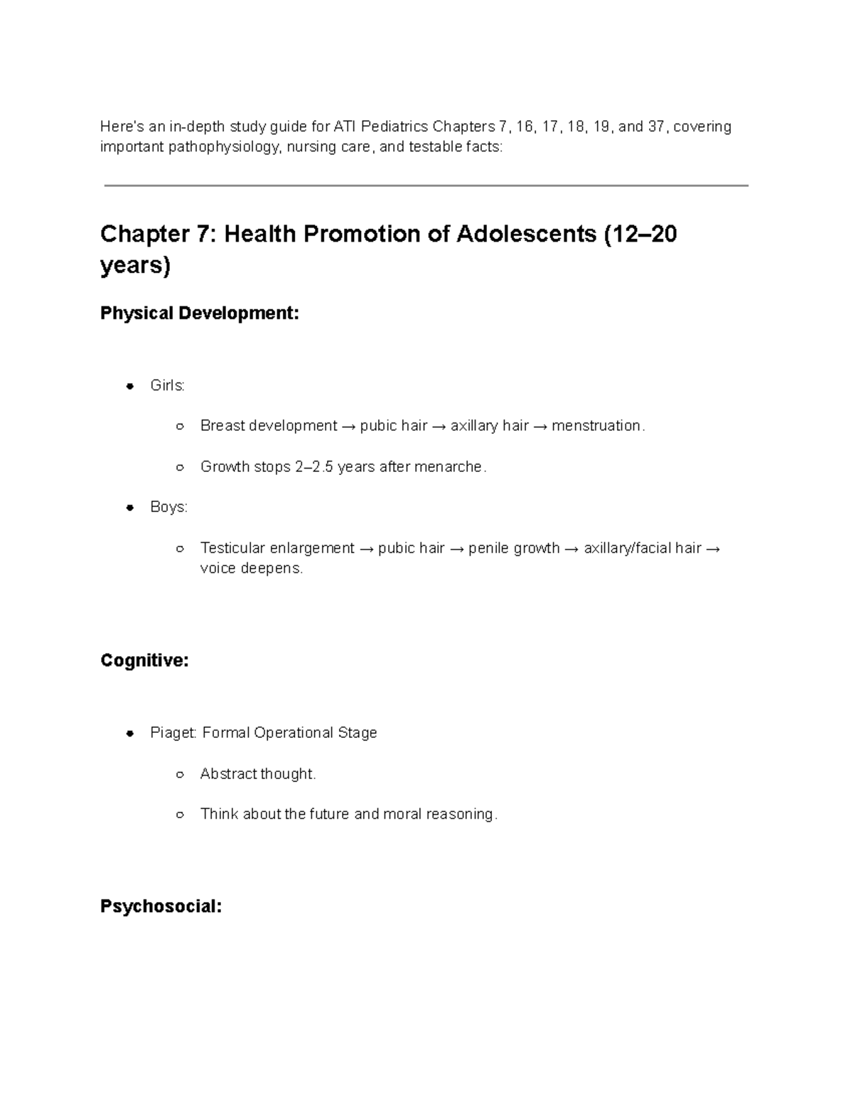 ATI Pediatrics Study Guide: Chapters 7, 16-19, 37 Review - Studocu