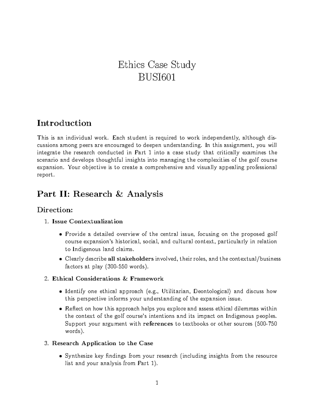 BUSI601 Ethics Case Study- Fall 2024 - Ethics Case Study BUSI ...