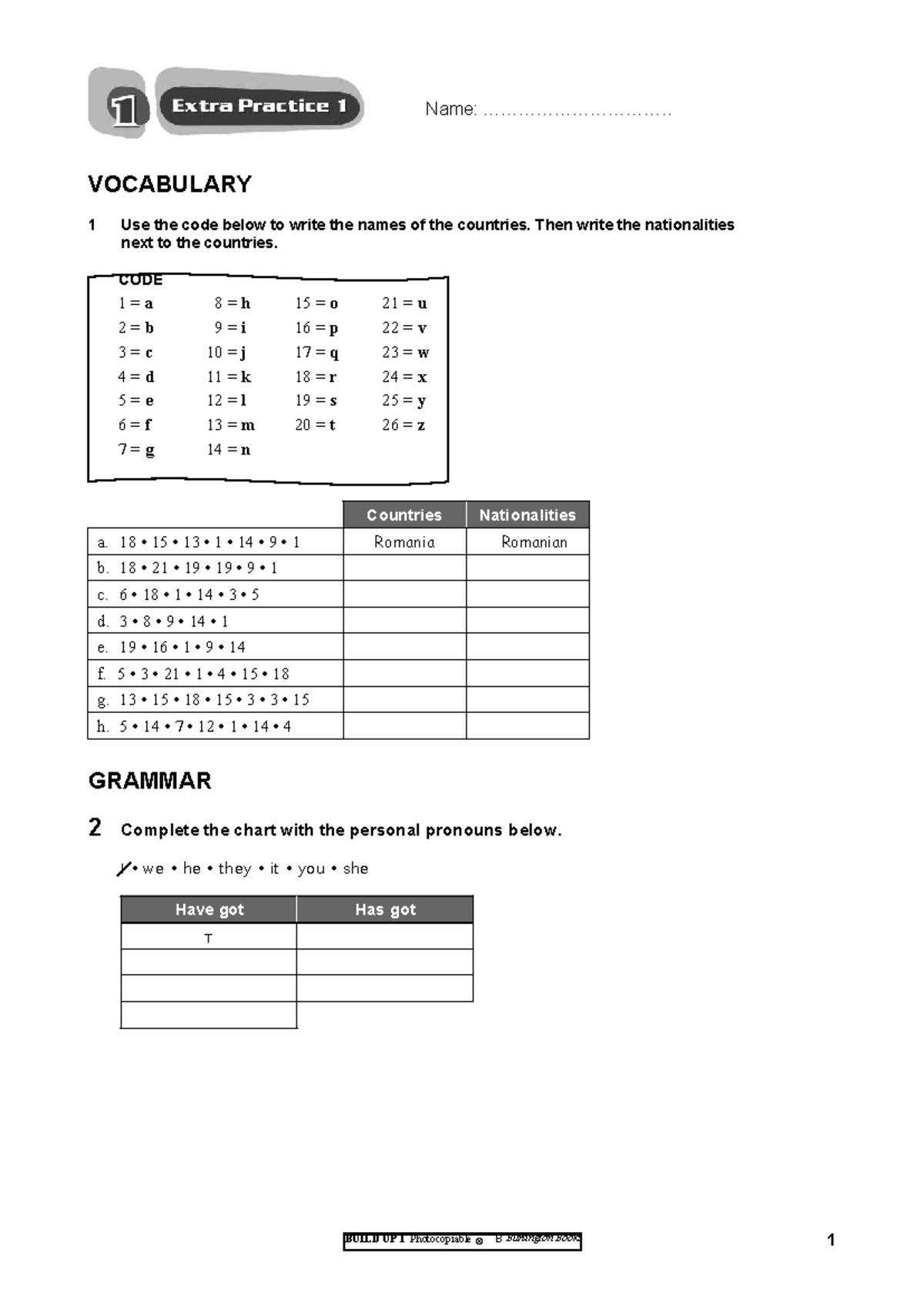 BU1 AIO Extra Practice U1 L1: Vocabulary & Grammar Exercises - Studocu