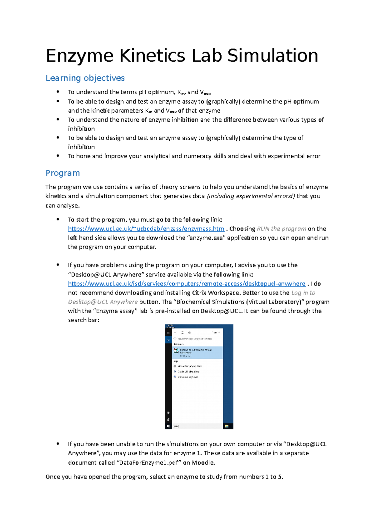 Enzyme Kinetics Lab Simulation - BIOC2002 - UCL - Studocu