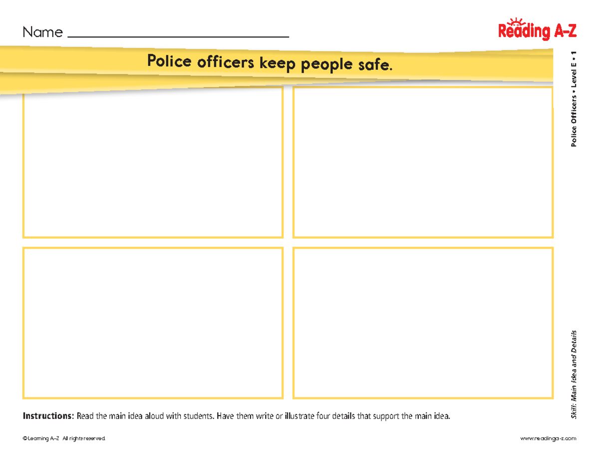 Police Officers Level E & H: Main Idea & Details Notes - Studocu