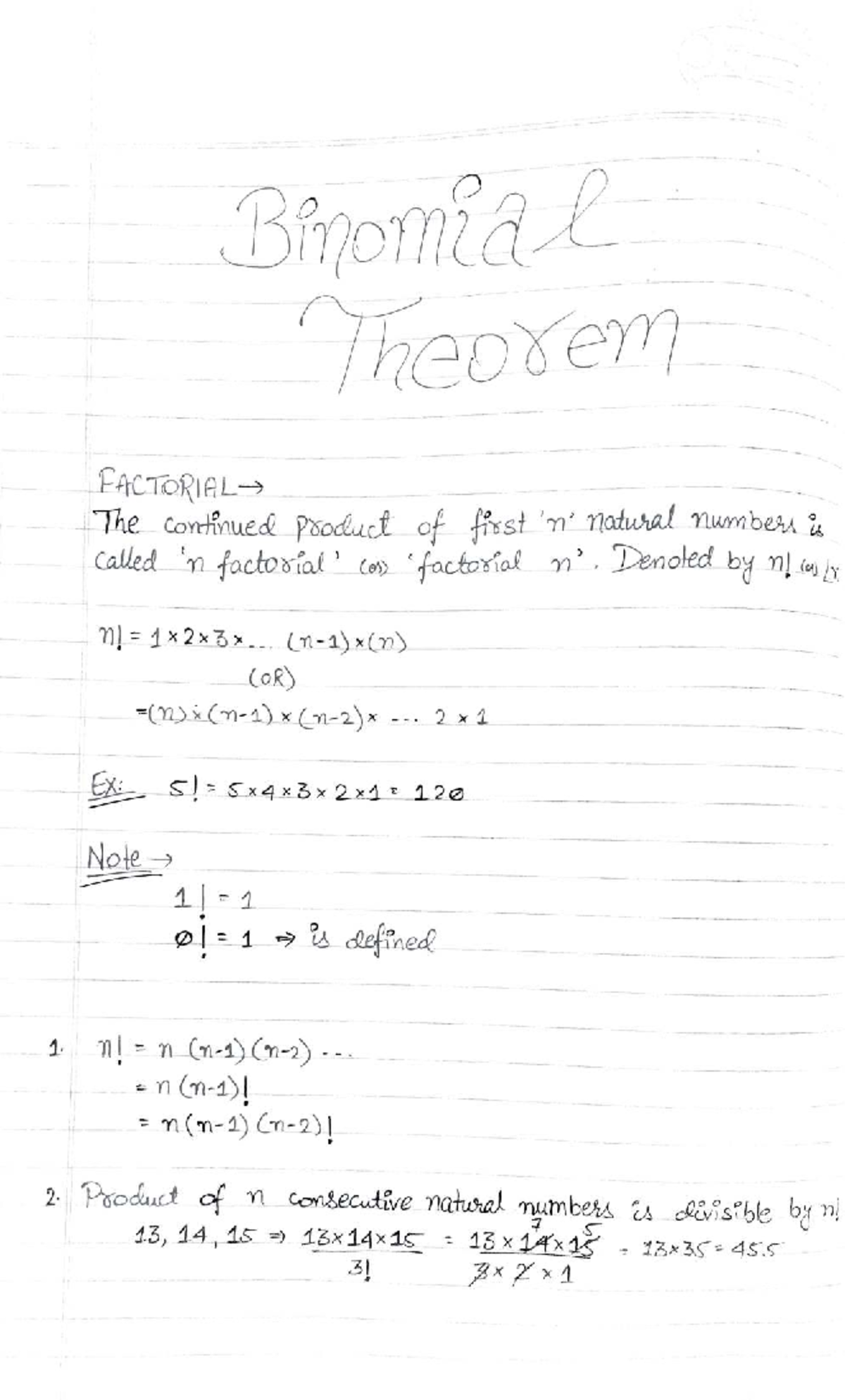 Binomial Theorem and Factorial Concepts - MATH 101 Lecture Notes - Studocu