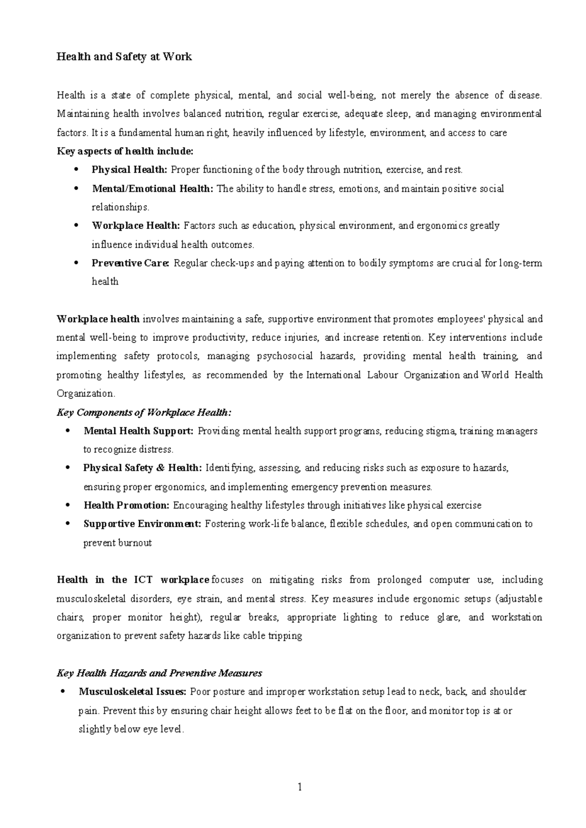 Health and Safety at Work: Key Insights and Preventive Measures (HSC ...