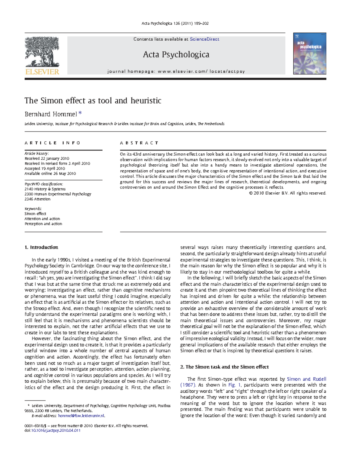 The Simon Effect: A Comprehensive Review of Cognitive Mechanisms and ...