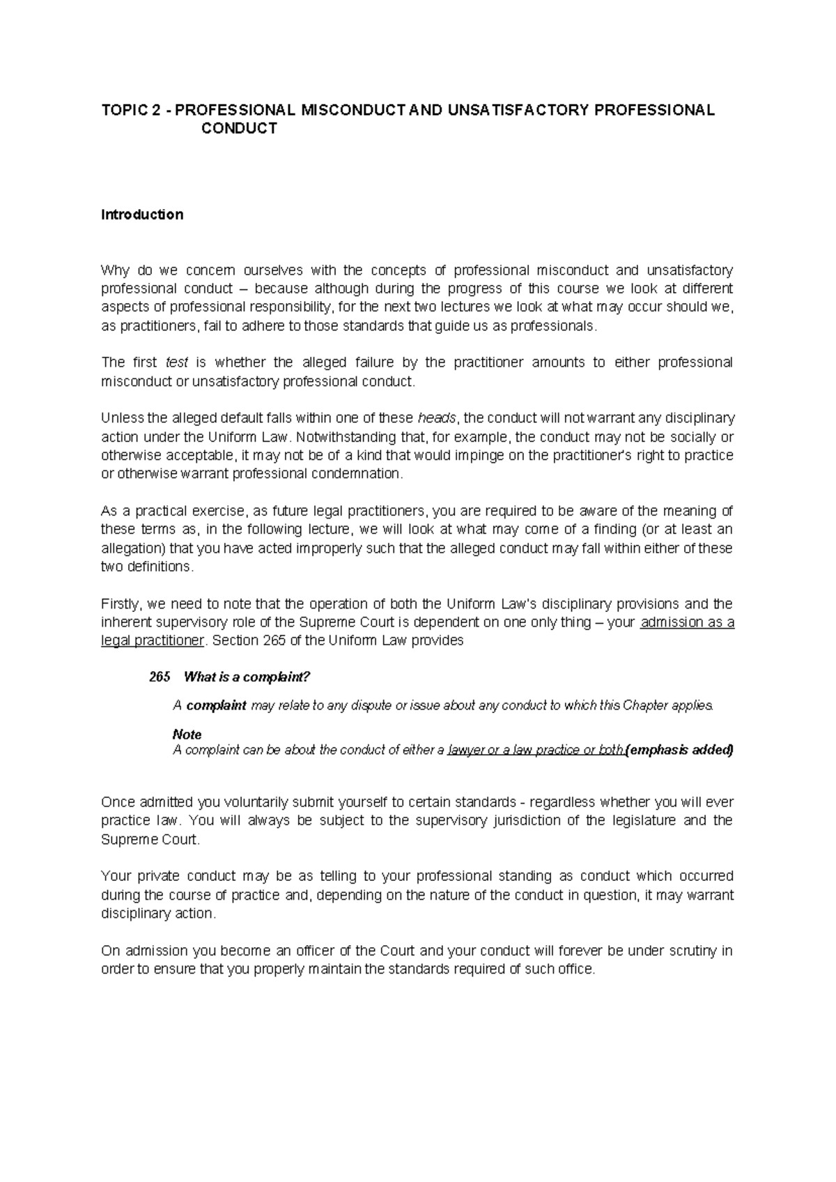 Lecture 2 - Professional Misconduct W22 - TOPIC 2 - PROFESSIONAL ...