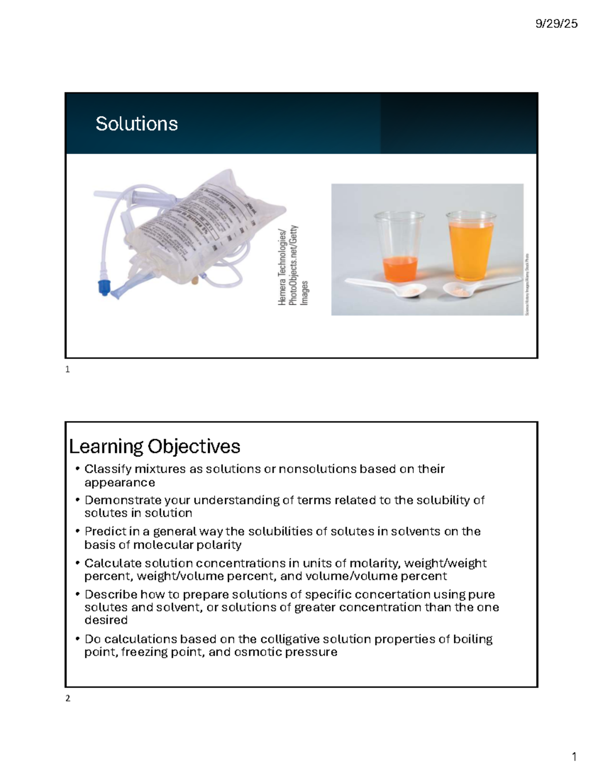 Solutions and Colloids Summary for CHEM 101: Key Concepts and ...