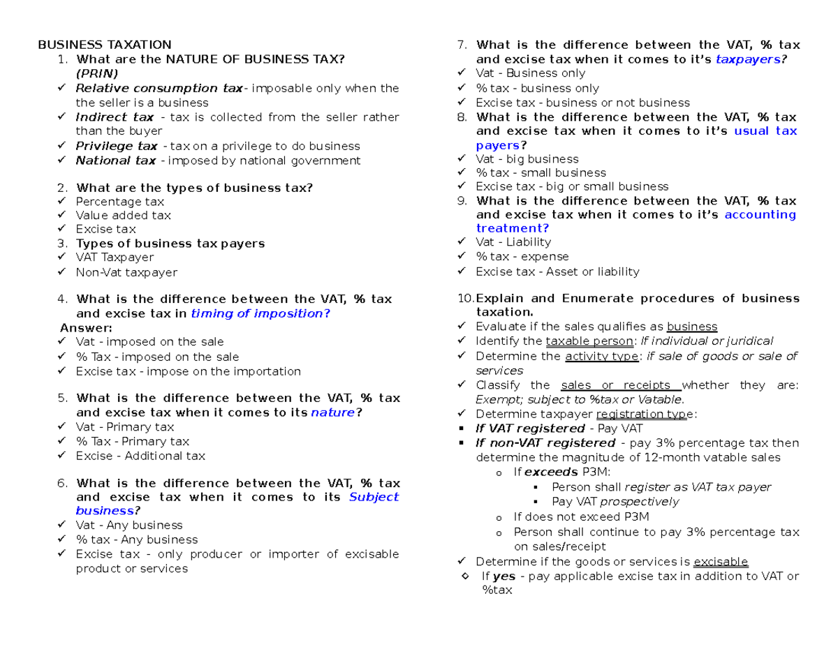 Business Taxation - BUSINESS TAXATION What are the NATURE OF BUSINESS ...